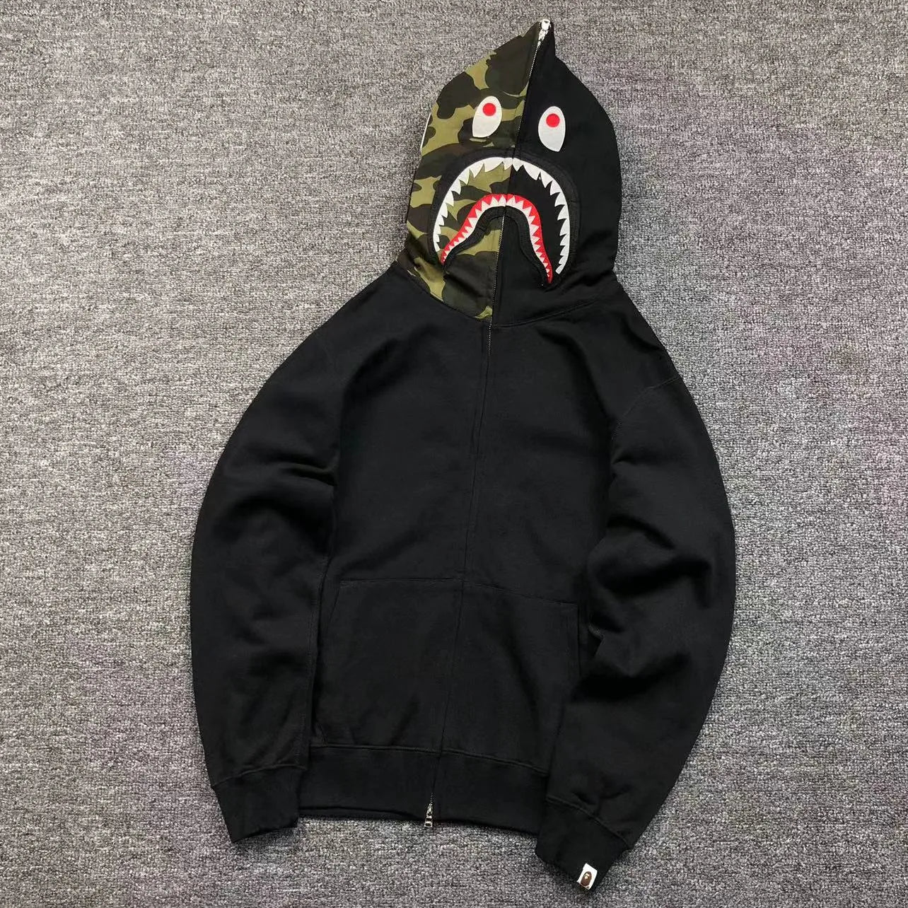 BAPE SHARK FULL ZIP BUZO CAMPERA NEGRO - Drip Store Argentina