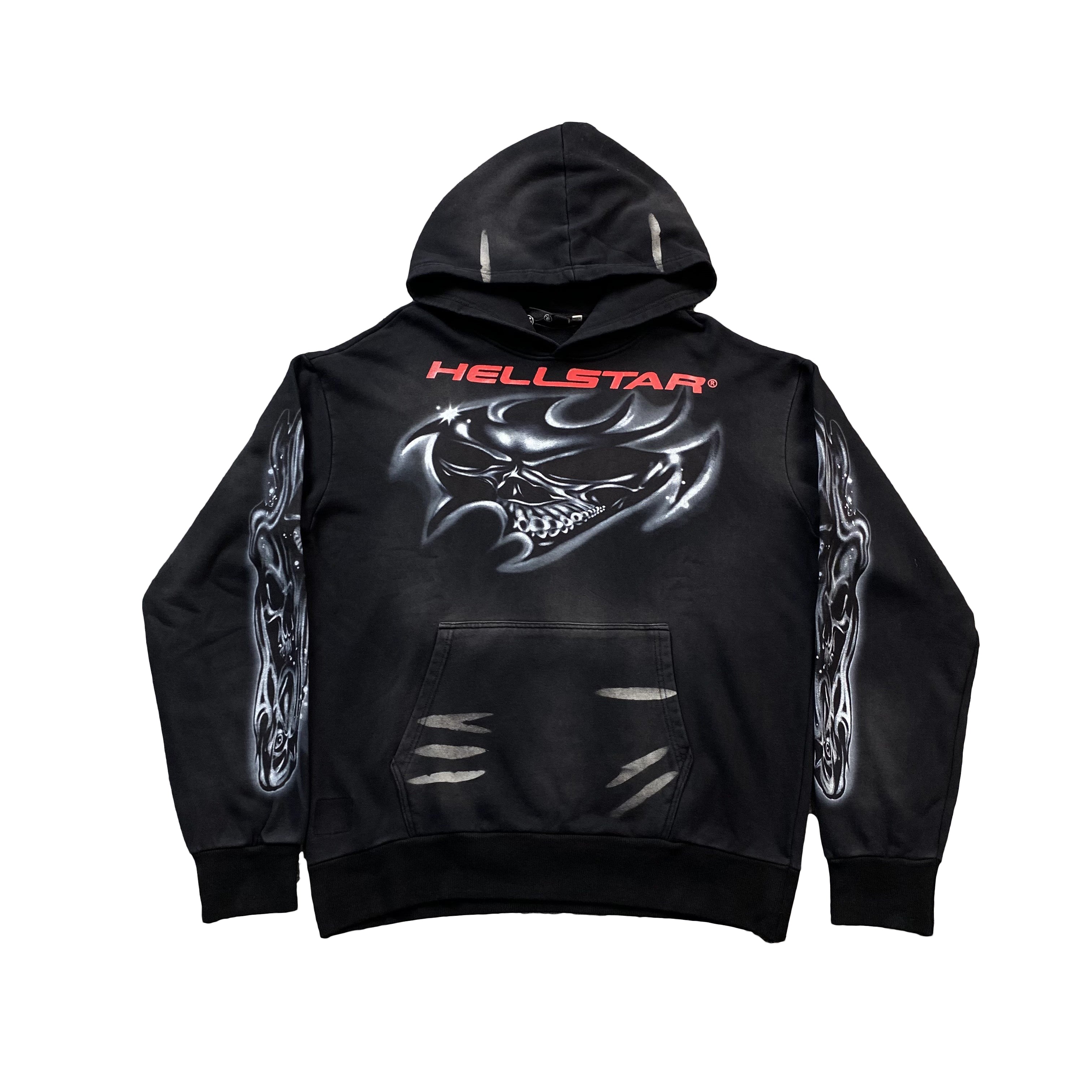 HELLSTAR AIRBRUSHED SKULL HOODIE NEGRO - Drip Store Argentina